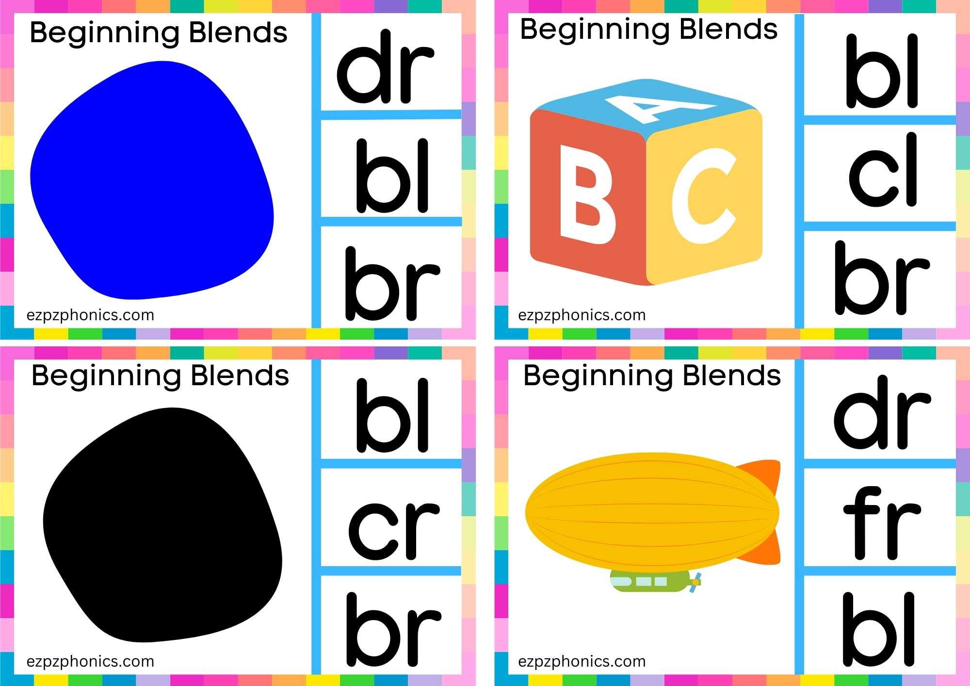 BL Beginning Blends Clip Cards Look At The Images And Clip The Correct Letters Set 1 ...